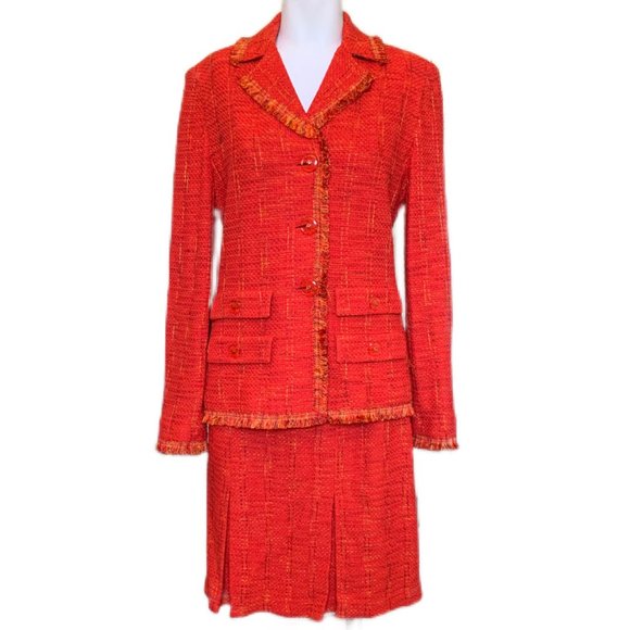 St. John | Jackets & Coats | Vintage Stjohn Couture Tweed Fringe ...